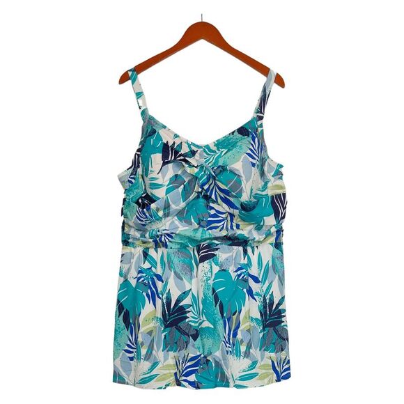Denim&Co | Swim | Denim Co Beach Petite Twist Front Swim Dress Womens ...